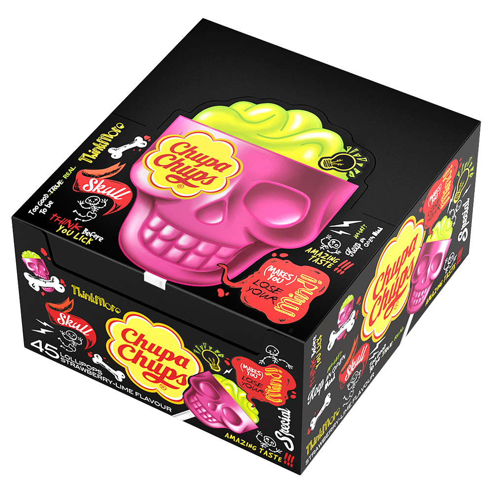 Bomboni CHUPA CHUPS 3D SKULL LIZALICA JAGODA/LIMUN 15g | Pevex