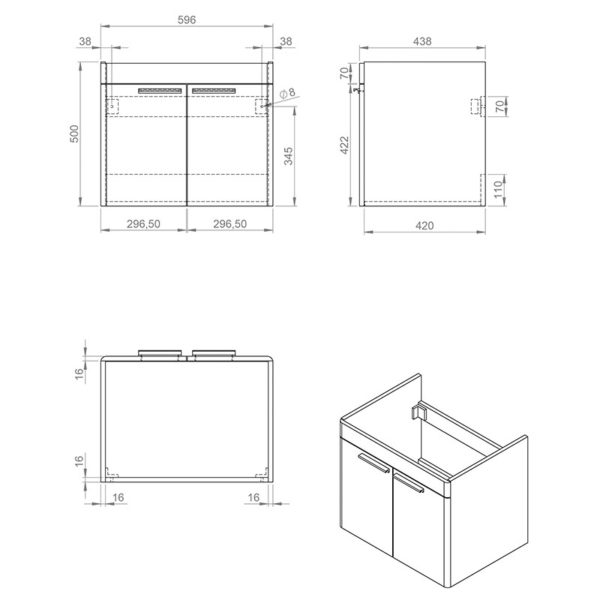 Kupaonski ormarić Omega Paneli Luxury Door 60 | Pevex
