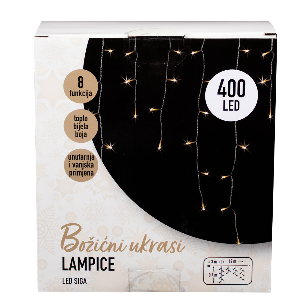 Božićne lampice 400L SIGA VANJSKE TOPLO BIJELA IP44 | Pevex