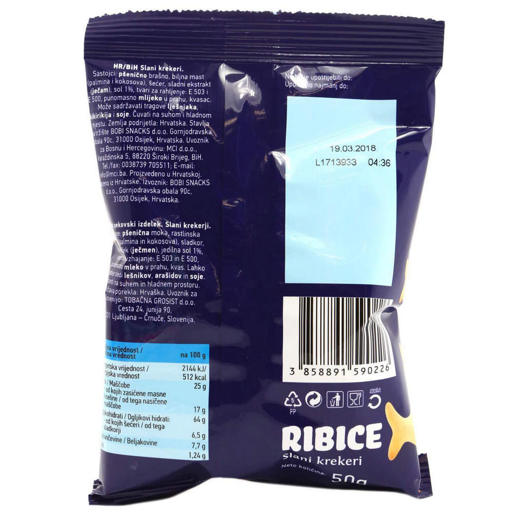 Grickalica BOBI RIBICE SLANE 150g | Pevex