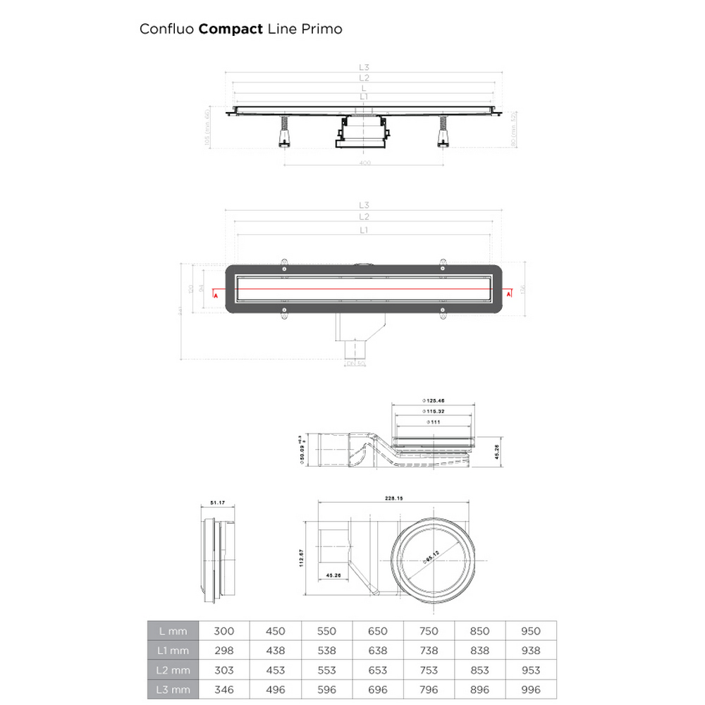 Tuš kanalica CONFLUO PRIMO COMPACT LINE 550 | Pevex