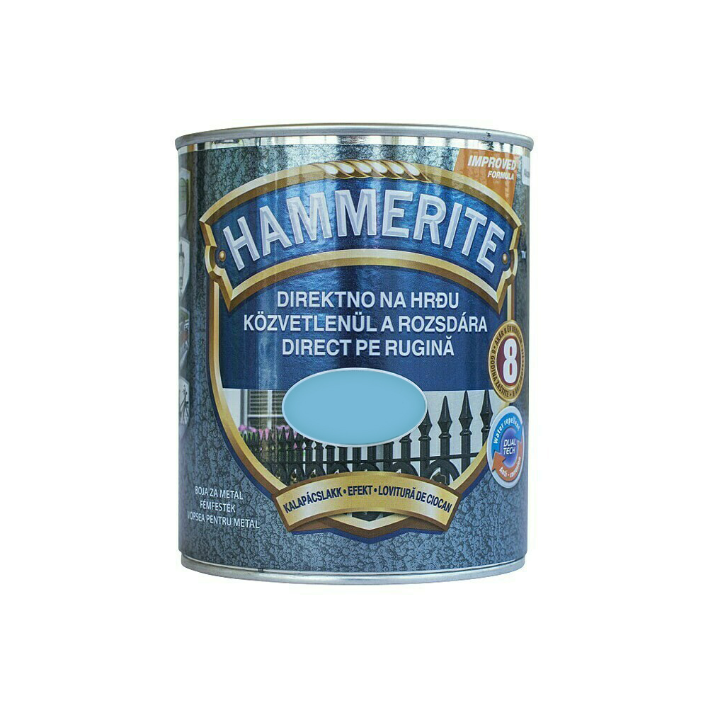 Boja za metal HAMMERITE HAMMERED - EFEKT LAK MAX SVIJETLOPLAVA 0,75L ...