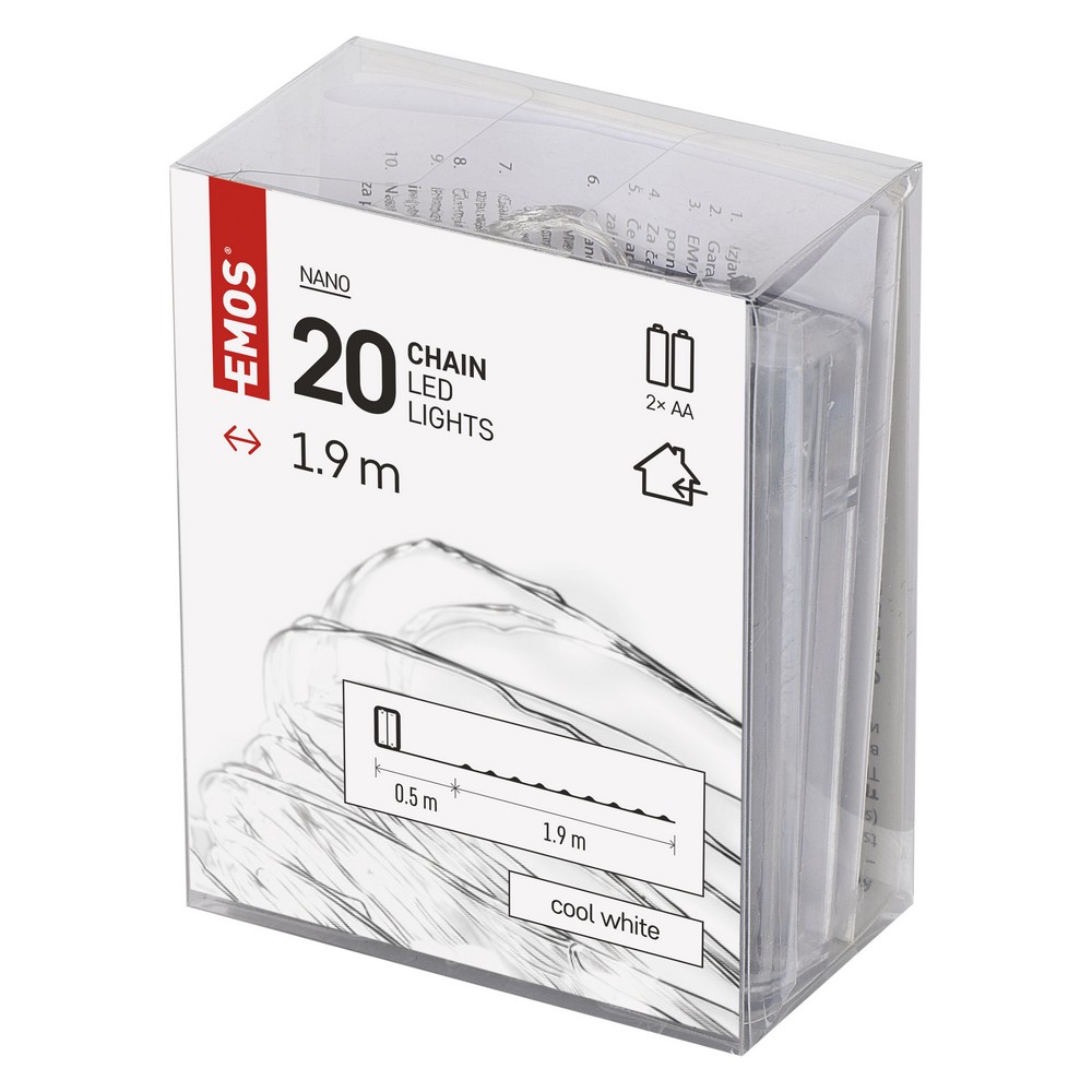 Božićne lampice NANO 20LED 1,9m 2xAA CW | Pevex