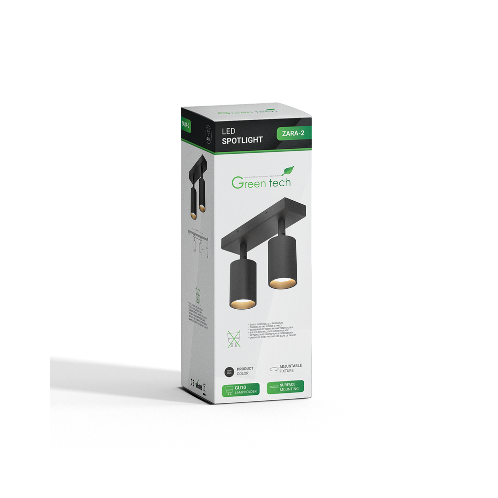 Reflektor GREEN TECH 2xGU10 CRNI | Pevex