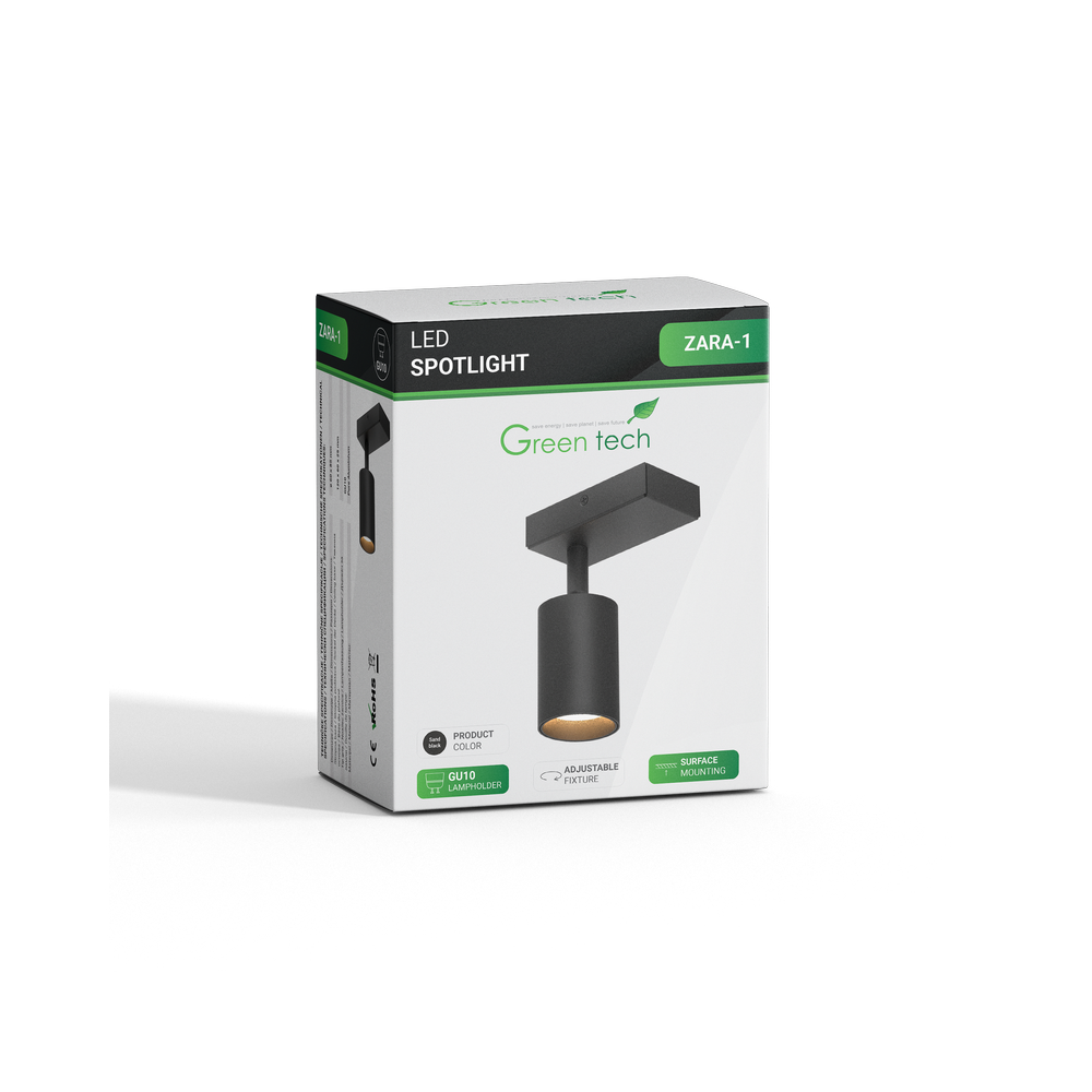 Reflektor GREEN TECH 1xGU10 CRNI | Pevex