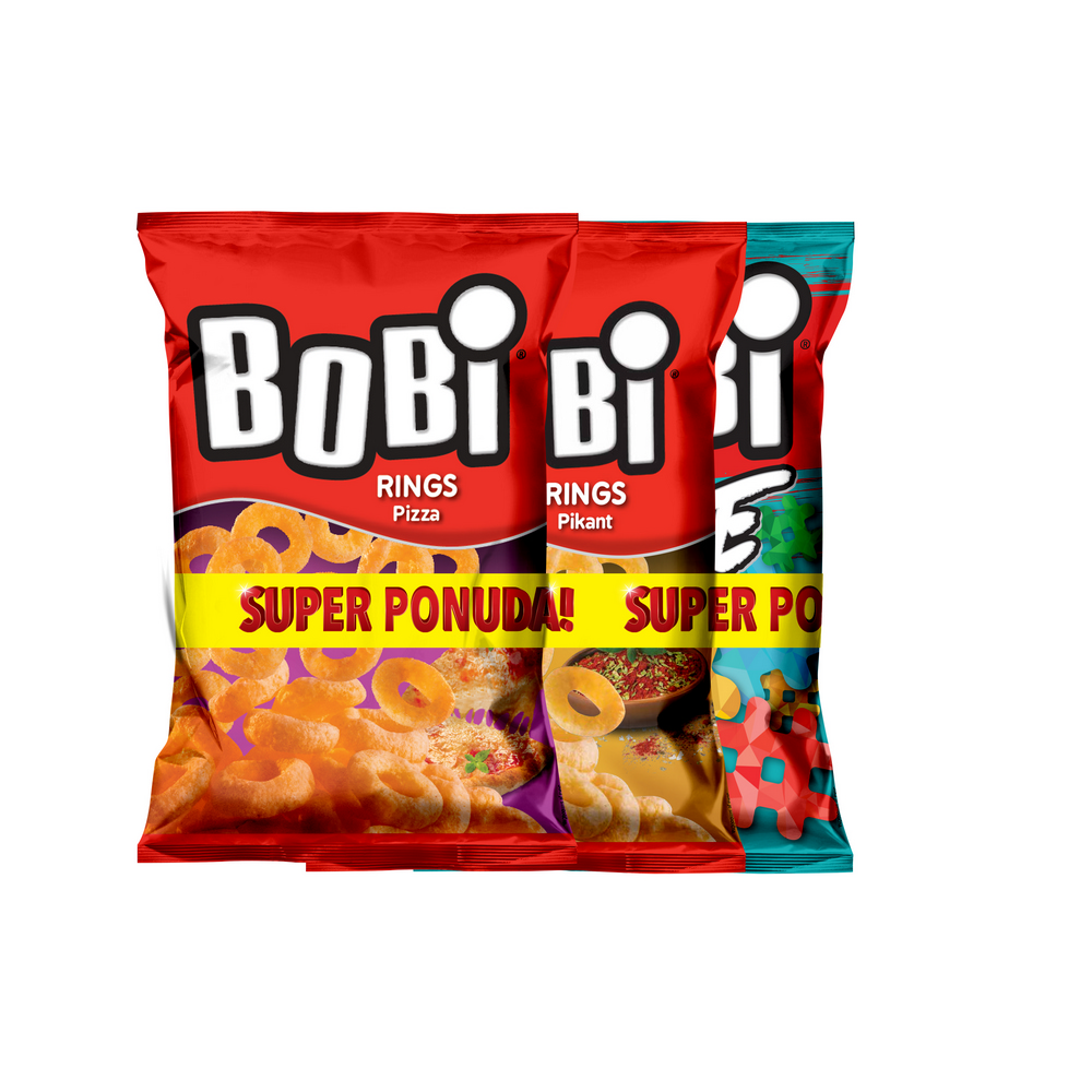 Grickalica BOBI 70G 3/1 (RINGS PIKANT 70G + RINGS PIZZA 70G + #LIKE 70G) | Pevex