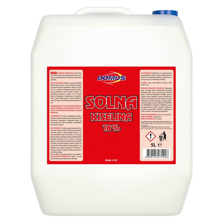 Sredstvo za čišćenje DOMUS SOLNA KISELINA 18% 5L | Pevex