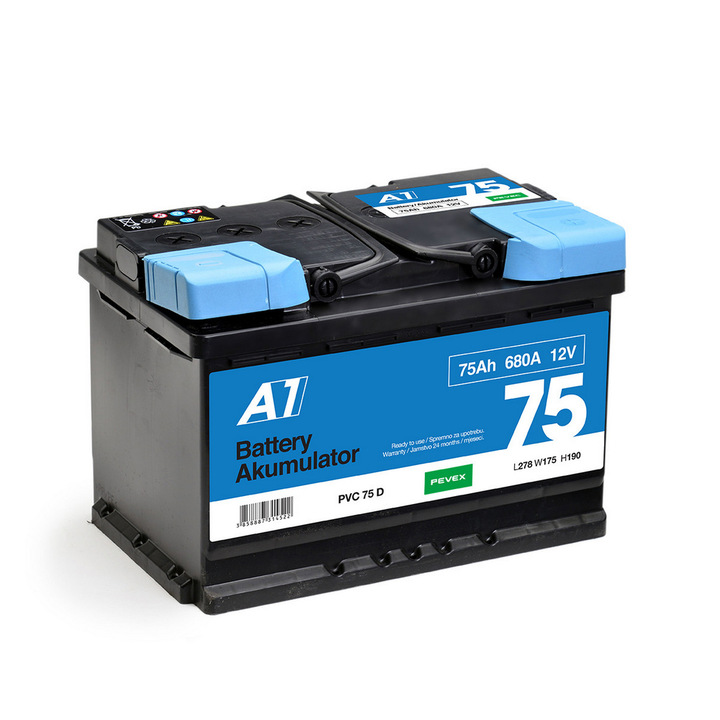 Akumulator A1 12V/75Ah D+ | Pevex